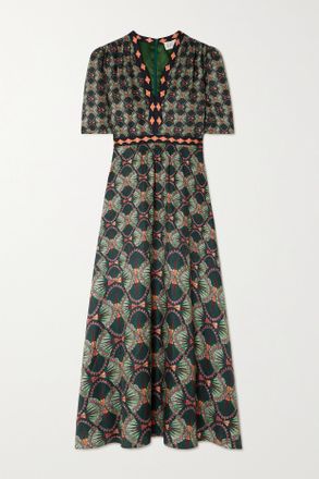 Saloni Tabitha Midikleid Aus Bedrucktem Seiden-jacquard - Mehrfarbig