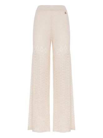 Akep Gestrickte Hose mit Spitzeneinsatz - Nude