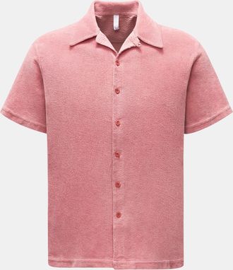 04651/ Herren - Frottee-Kurzarmhemd Terry Shirt Kubanischer Kragen rosé