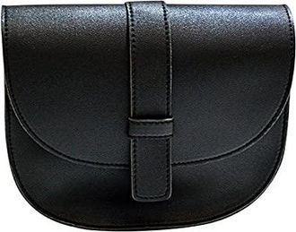 Generic Sac &agrave; bandouli&egrave;re tendance pour femme en cuir synth&eacute;tique au design uni &eacute;l&eacute;gant comme sac de t&eacute;l&eacute;phone portable pratique pour le quotidien, Noir, Tail