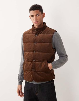 Polo Ralph Lauren Weste aus Cord in Hellbraun mit Markenlogo-Brown
