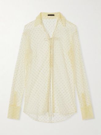 Kiki De Montparnasse Merci Flocked Tulle Blouse - Yellow