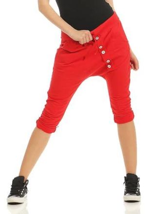 Malito more than fashion Malito Court Boyfriend Pantalon avec Bouton Bar 8015 Femme Taille Unique (Rouge)