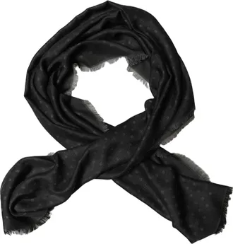 Dolce & Gabbana Polka Dot Fringe Scarf - Black