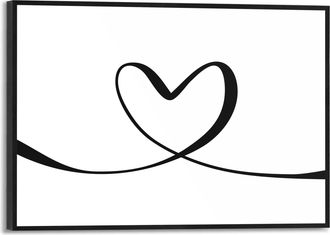 Reinders Gerahmtes Bild, Heart Lines, Schlafzimmer, Poster, Wanddeko, Room Decor, MDF, Schwarz-Wei&szlig;, 20 x 30