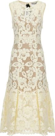 Self Portrait Femme, Robes, Jaune, Taille: 40 FR Crochet Lace Midi Dress