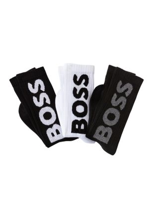 HUGO BOSS Socken BOSS 3P QS Rib Logo CC, Herren, Gr. 39-42, bunt (open miscellaneous 960), Baumwollmischung, unifarben, Socken Socken, mit Logo