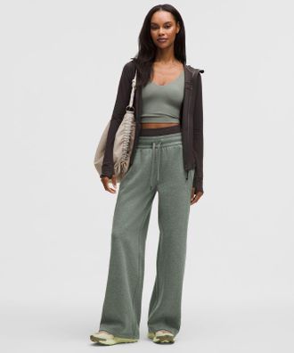 lululemon Scuba Hose mit weitem Bein und mittelhohem Bund Regular f&uuml;r Frauen - Gr&ouml;&szlig;e XL in Heathered Willow Leaf