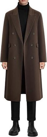 Generic Trench-coat dhiver &agrave; double boutonnage pour homme, coupe ajust&eacute;e, long caban d&eacute;contract&eacute; et &eacute;l&eacute;gant pour homme, marron, XXL