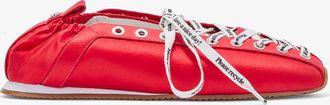 Ganni Ballerine en satin rouge Sporty - Taille 37 Goji Berry - Pour Femme