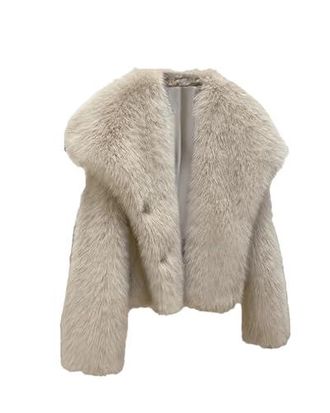 Generic Manteau dhiver en fausse fourrure pour femme - Manteau court et chaud, Kaki9-hair, M