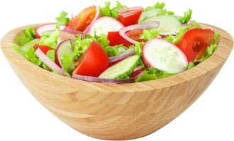 Relaxdays Salatsch&uuml;ssel, Bambus, oval, HxBxT: 12 x 29 x 27,5 cm, Serviersch&uuml;ssel f&uuml;r Salat, Snacks, Obstschale, Natur