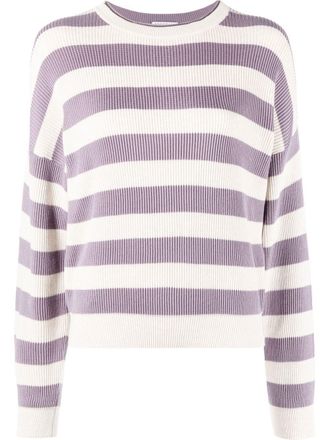 Brunello Cucinelli pull rayé en maille nervurée - Violet