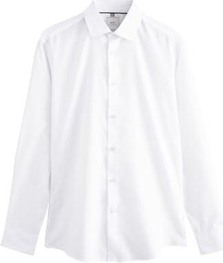 Next Homme Chemise Slim &eacute;l&eacute;gante textur&eacute;e &agrave; Poignet Simple Blanc 44
