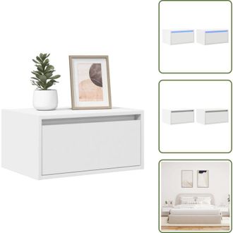 vidaXL Wand-Nachttische mit LED-Leuchten 2 Stk. Wei&szlig; - Wand-Nachttisch - Wand-Nachttische - Schrank - Nachttisch