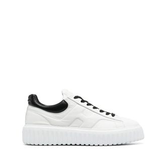 Hogan Homme, Chaussures, Blanc, Taille: 43 1/2 EU Baskets en cuir &agrave; rayures noires