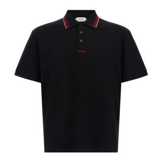 Versace Besticktes Baumwoll-Piqu&eacute;-Polo - - Tops - Herren - Schwarzk - L