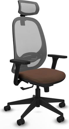 Piqueras y Crespo Cilanco B&uuml;rostuhl mit 3D-Armen, h&ouml;henverstellbare Lendenwirbelst&uuml;tze und h&ouml;henverstellbares Kopfteil, Grau/Dunkelbraun