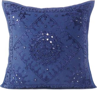 Generic MAM Treasures Bestickter dekorativer Boho-Kissenbezug mit Spiegeln, handgefertigt, Bohemian-Akzent-Kissenbezug f&uuml;r Sofa, Couch, Schlafzimmer, Wohnzimm