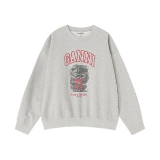 Ganni Graphic Print Sweatshirt - - Sweatshirts & Hoodies - Damen - Grau - XS
