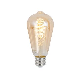 QAZQA Art Deco Smarte Deckenleuchte I Deckenlampe I Lampe I Leuchte Messing mit Rauchglas inkl. Wifi ST64 - Pallon I Wohnzimmer I Schlafzimmer - Kugel I Kug