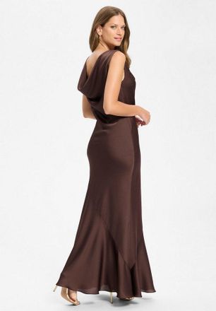 Swing Abendkleid - Abendkleid aus Satin mit Wasserfall Ausschnitt Figurbetonte Passform