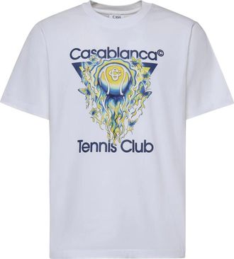 Casablanca Homme, Tops, Blanc, Taille: M Tennis Club Icon T-Shirt