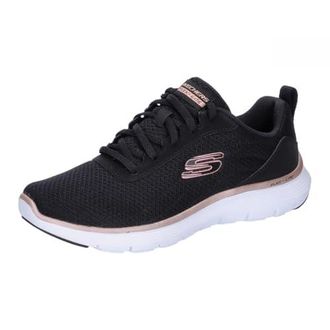 Skechers Flex Appeal 5.0 pour Femme, Maille Noire et Bordure Or Rose, 36.5 EU