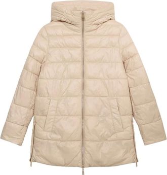 Oltre Femme, Vestes, Beige, Taille: 42 FR Midi Down Jacket with Hood