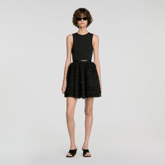 Sandro Kurzes Spitzenkleid mit Volants