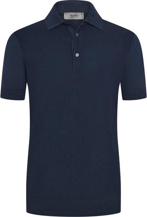 Ferrante Unifarbenes Poloshirt aus &auml;gyptischer Baumwolle in Reiskornstruktur in