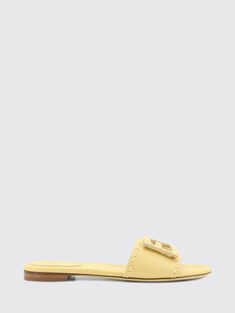 Fendi Sandales plates Baguette en cuir de veau grain&eacute; avec monogramme FF