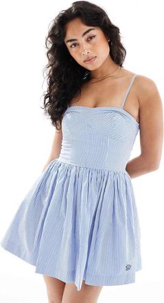 Superdry Robe courte style corset &agrave; bretelles fines - Bleu &agrave; rayures