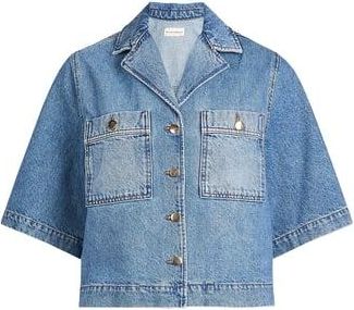 Officine G&eacute;n&eacute;rale Top manches courtes Enna en denim de coton