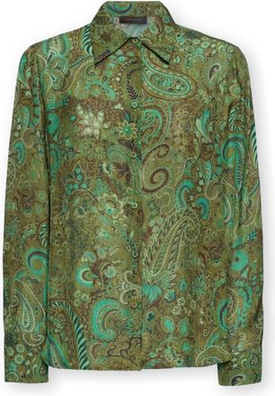 Elena Miro Femme, Blouses et Chemises, Vert, Taille: 44 FR Chemisier en viscose imprim&eacute; cachemire