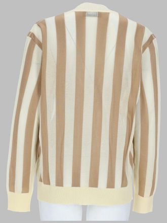 Fendi Silk-Blend Pequin Striped Sweater - Beige