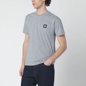 Stone Island Grey cotton T-shirt with logo patch