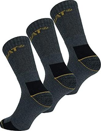 CAT Caterpillar Real Work Socks 3 Paires Chaussettes Travail Hommes Talon Pointe Renforcées Coton (Anthracite, 4346)