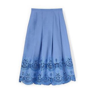 Motivi Plissierter Rock mit Sangallo-Spitzenstickerei - - Skirts - Damen - Blau - 2XS