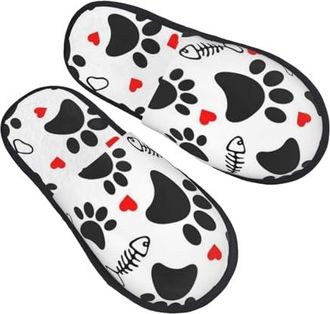 Generic Pantoufles De Maison Pattes De Chien Et Ar&ecirc;tes De Poisson Doux Pantoufles DHiver Cozy Chaussons DInt&eacute;rieur Pour Homme Automne Camping L