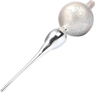 Com-Four Christbaumspitze in matt-grau und gl&auml;nzend, Weihnachtsbaumspitze aus echtem Glas f&uuml;r Weihnachten, Tannenbaumspitze f&uuml;r den Christbaum, 32 cm