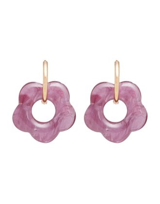 8 by YOOX SMALL HOOPS WITH RESIN FLOWER PENDANT