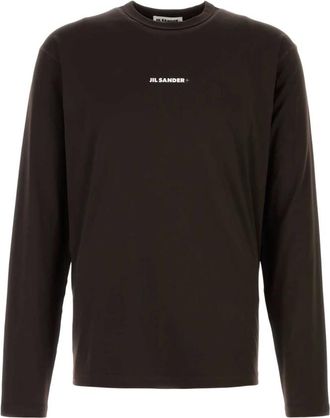 Jil Sander Homme, Tops, Brun, Taille: M T-Shirt Chocolat en Polyester Stretch
