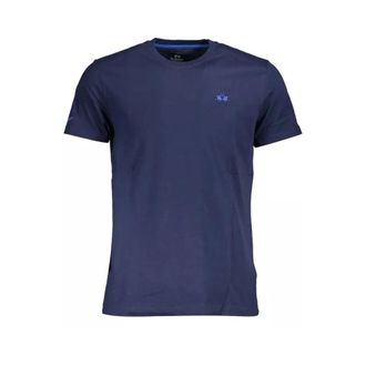 La Martina Homme, Tops, Bleu, Taille: L T-shirt Bleu en Coton avec Broderie et Imprim&eacute;