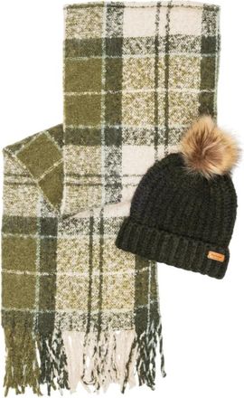 Barbour Femme, Accessoires, Vert, Taille: ONE Size Saltburn Beanie & Tartan Scarf Gift Set