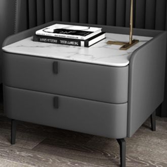 Generic Dunkelgrauer Nachttisch Mit Schubladen, Zweistöckiger Beistelltisch for Schlafzimmer Und Wohnzimmer, 40 X 48 X 50 cm