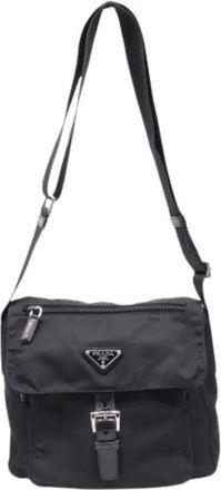 Prada Sac Messenger Pre-owned Re-Nylon Vela &agrave; Boucle Unique - Femme - Pre-owned - Noir - Taille: ONE Size