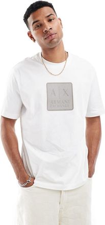 A|X Armani Exchange T-shirt &agrave; logo carr&eacute; - Blanc cass&eacute;