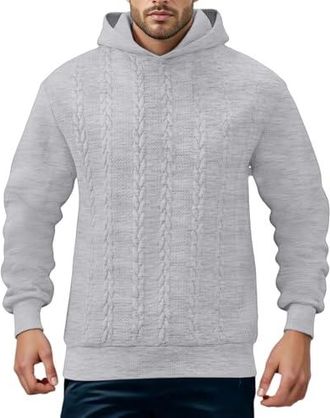Generic Sweat &agrave; capuche uni l&eacute;ger pour homme, couleur unie, pull en tricot d&eacute;contract&eacute; &agrave; manches longues, pull dhiver 2025, v&ecirc;tements pour entra&icirc;nement int&eacute;ri