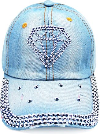 Glamexx24 Jeans Baseball Cap Damen Verstellbare Basecap mit Strasssteinen Atmungsaktive Baumwolle Baseballkappe f&uuml;r Outdoor Running Tennis Golf
